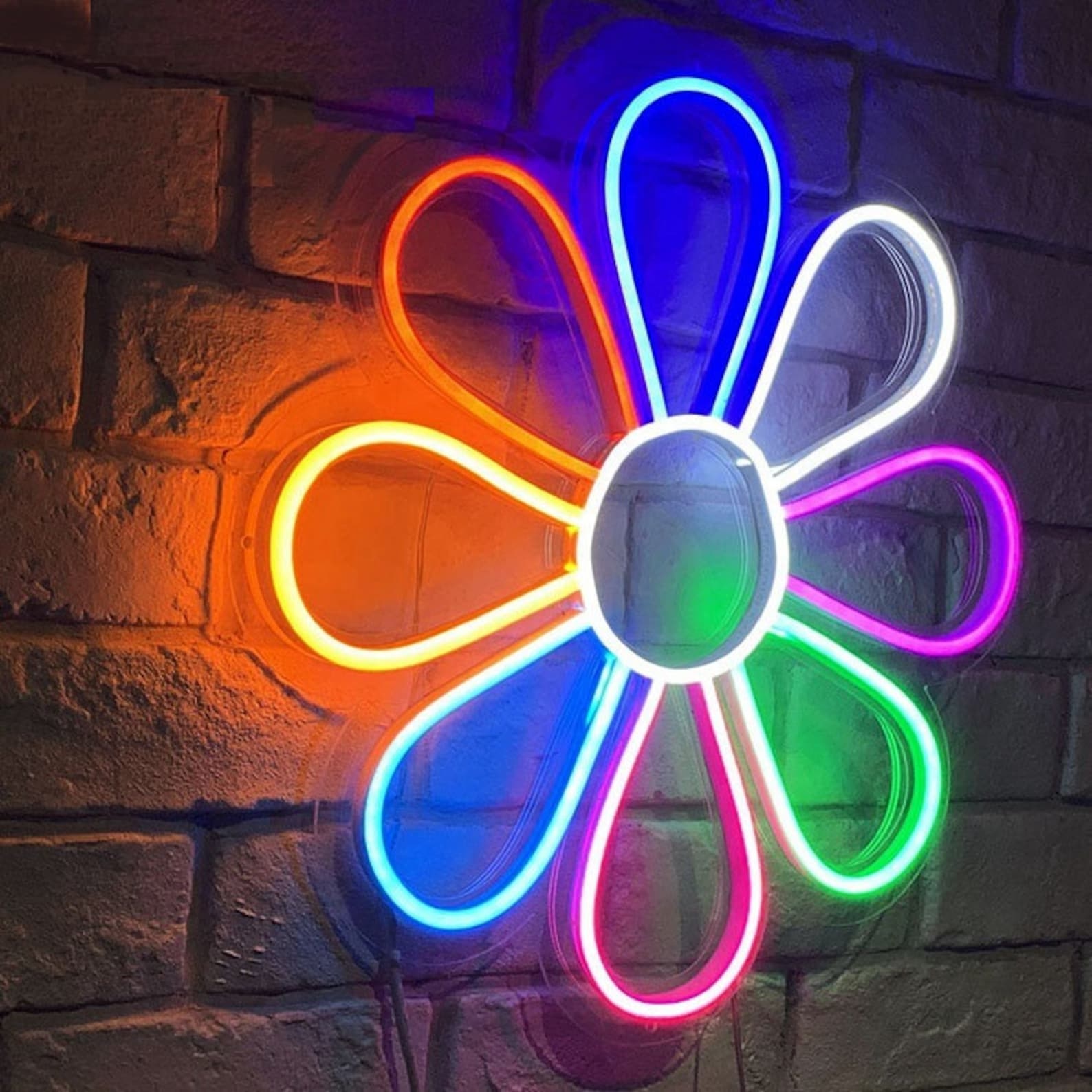 Flower LED Neon Sign With Acrylic Board Flower Neon Decor Neon - Etsy