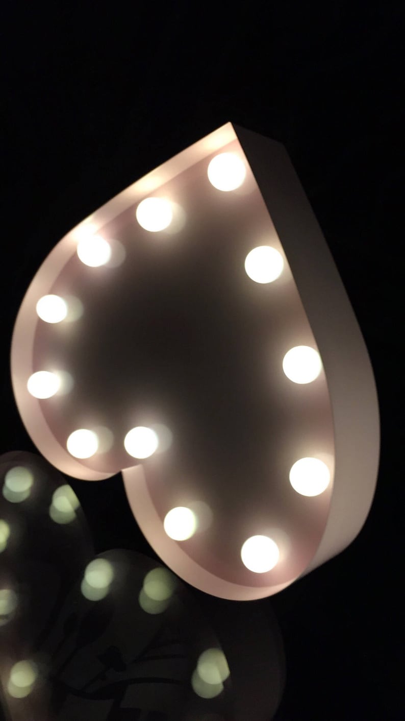 Metal Heart Marquee Sign LED Light Up Pink Heart Love Sign | Etsy