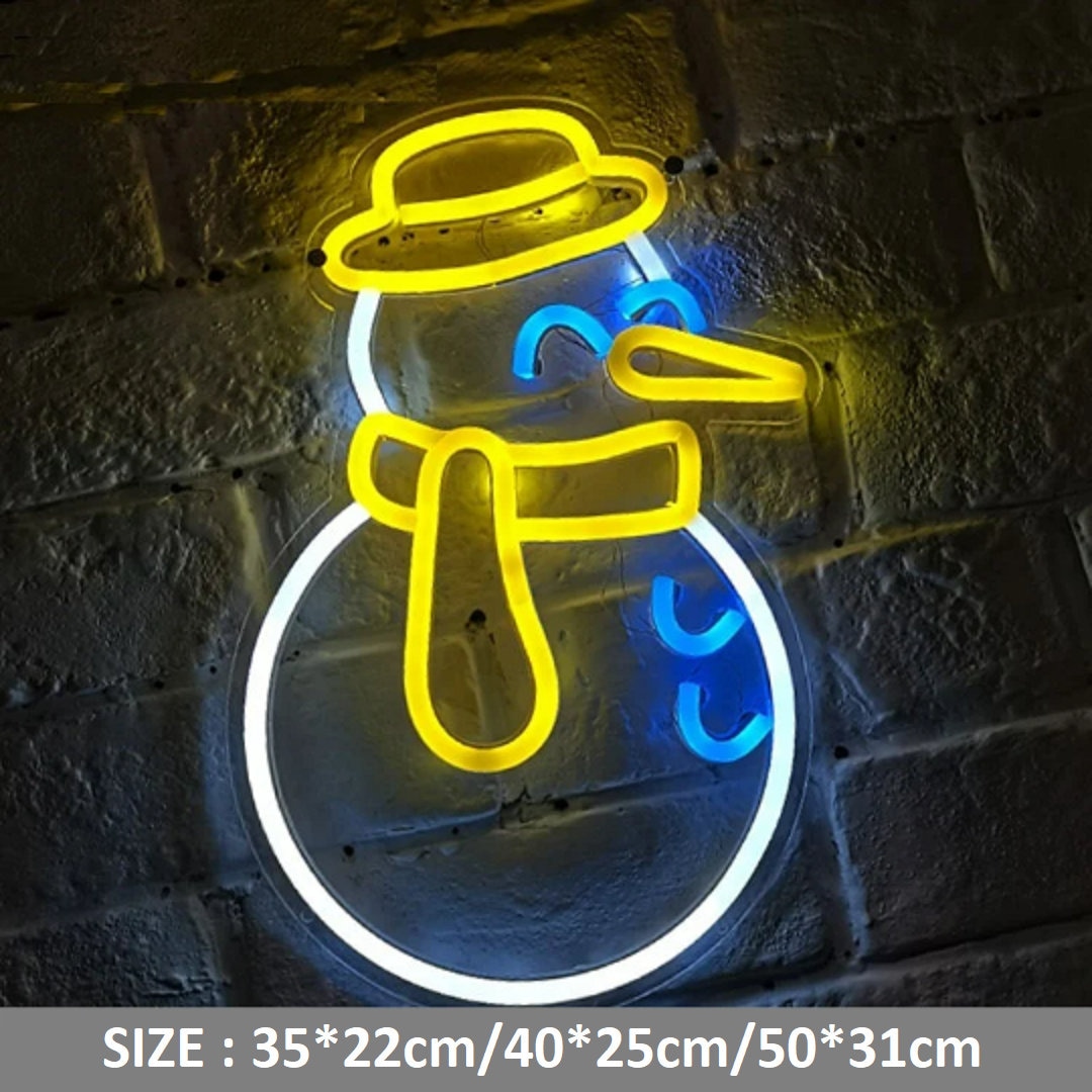 Christmas Snow Man Neon Sign With Acrylic Board 5V USB Powered Custom ...