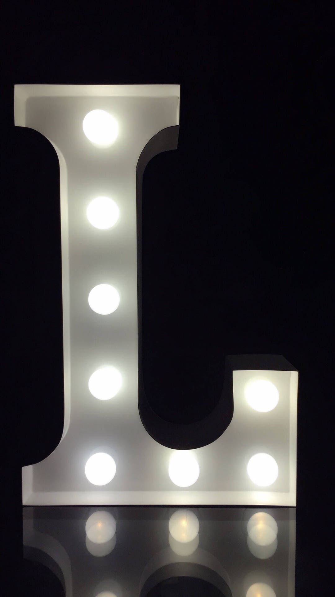 Hand Made Metal White Initial Letter L Marquee Letter 9" Tall Light up ...