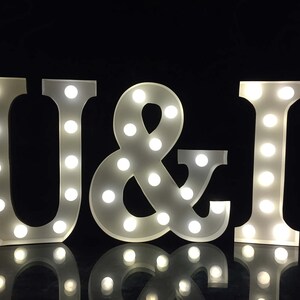Metal White U Marquee Letter Marquee Light 9"height Light up Alphabet ...