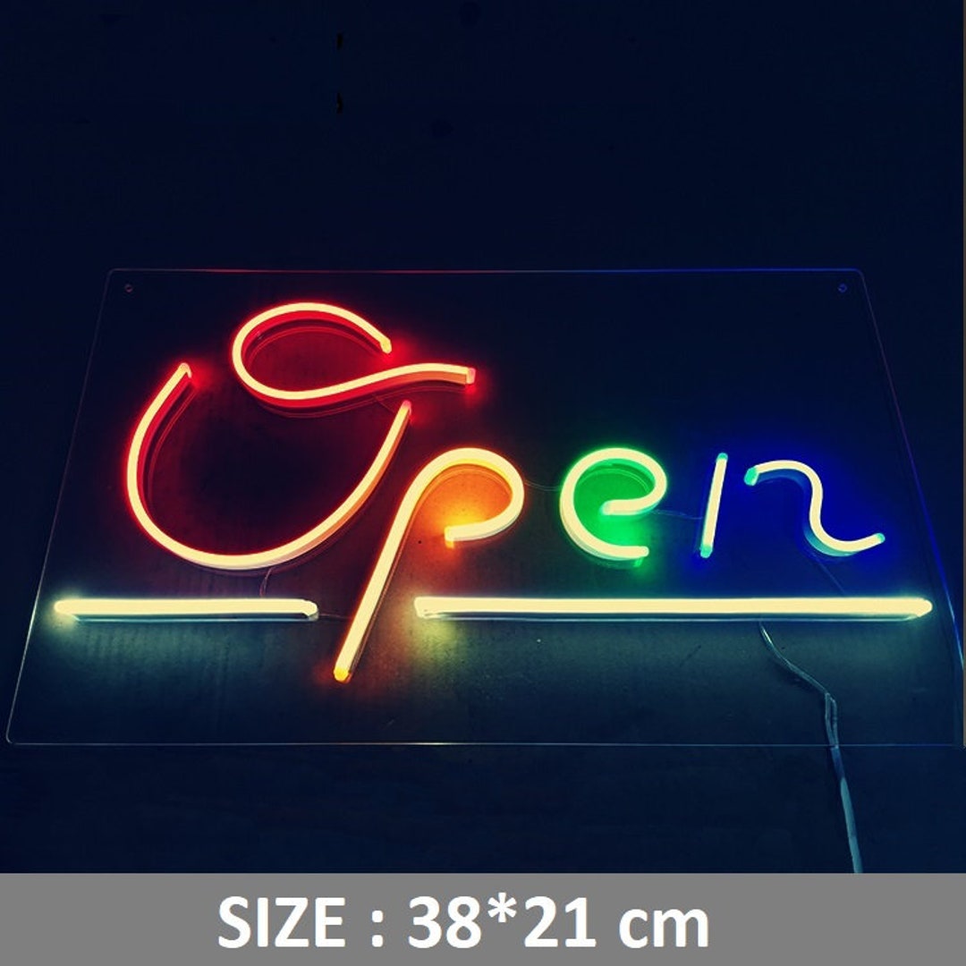 OPEN Neon Letters Neon Sign With Acrylic Board Neon Flexible Neon Decor ...