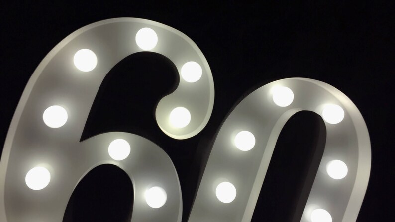 12"metal White Marquee Number 60-69 Party Number Light up Number Sixty ...