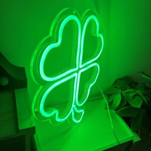 Lucky Four-leaf Clover Neon Sign With Acrylic Plate Light up 4 Leaf ...