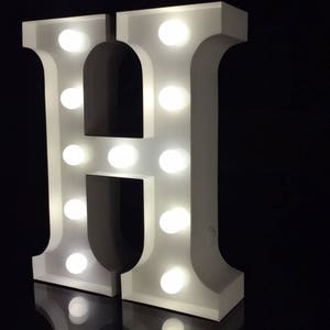 Hand Made Metal White H Marquee Letter Light 9"height Light up Alphabet ...
