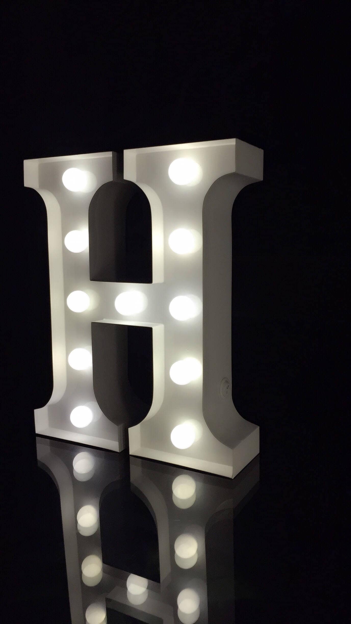 Hand Made Metal White H Marquee Letter Light 9height - Etsy