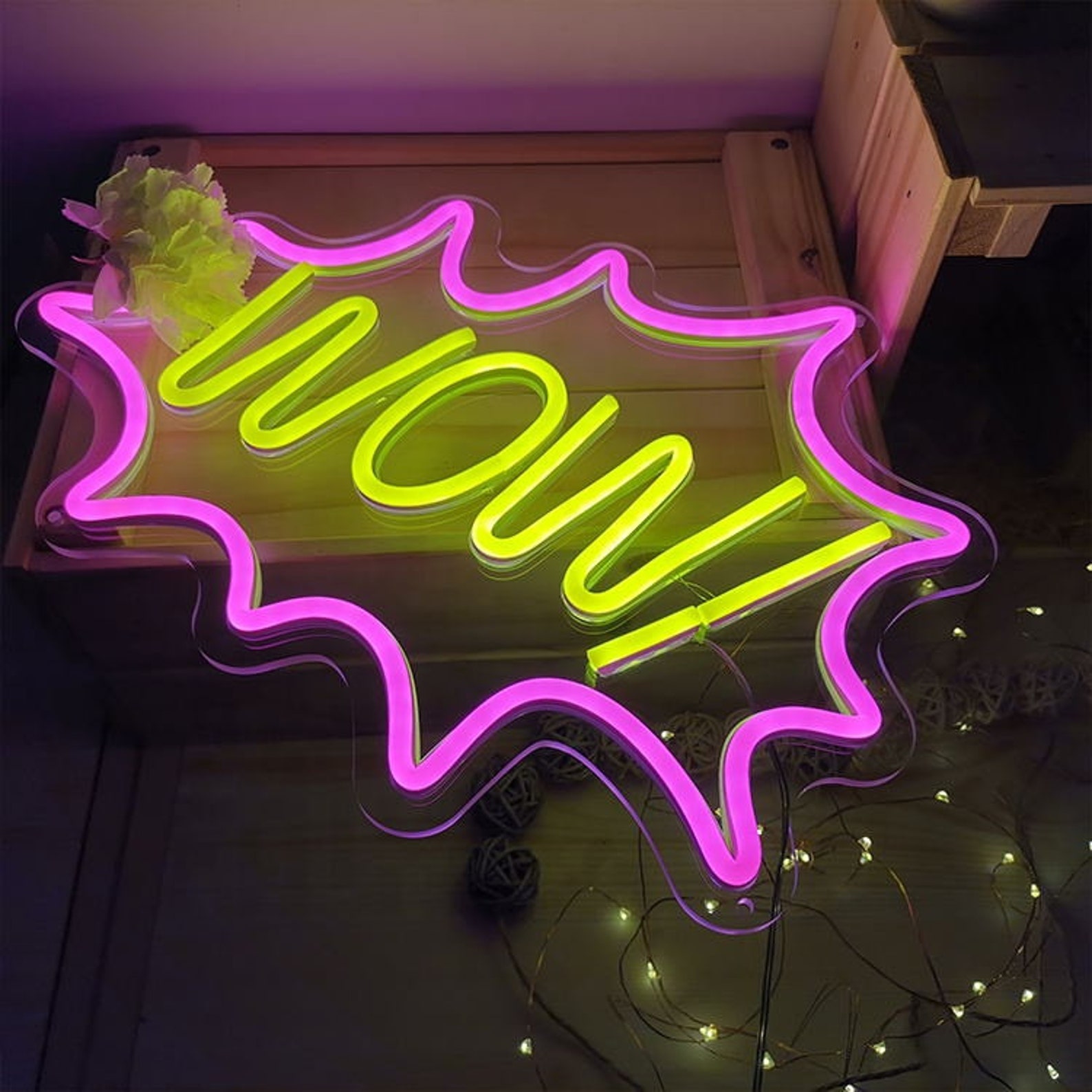 WOW Neon Letters Neon Sign With Acrylic Party Neon Decor - Etsy UK