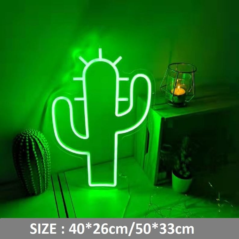 Cactus Neon Sign With Acrylic Board Mini Cactus Neon Lamp Cactus Light ...