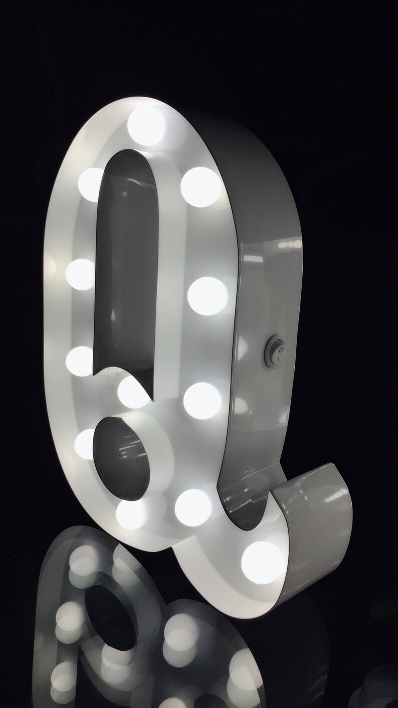 Metal White Initial Letter Q Marquee Letter Light 9"height Light up ...