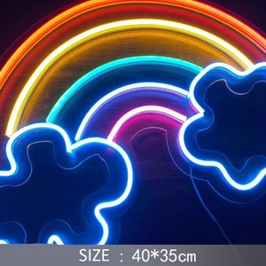Rainbow Cloud Neon Sign With Acrylic Plate USB Powered Neon Bedroom ...