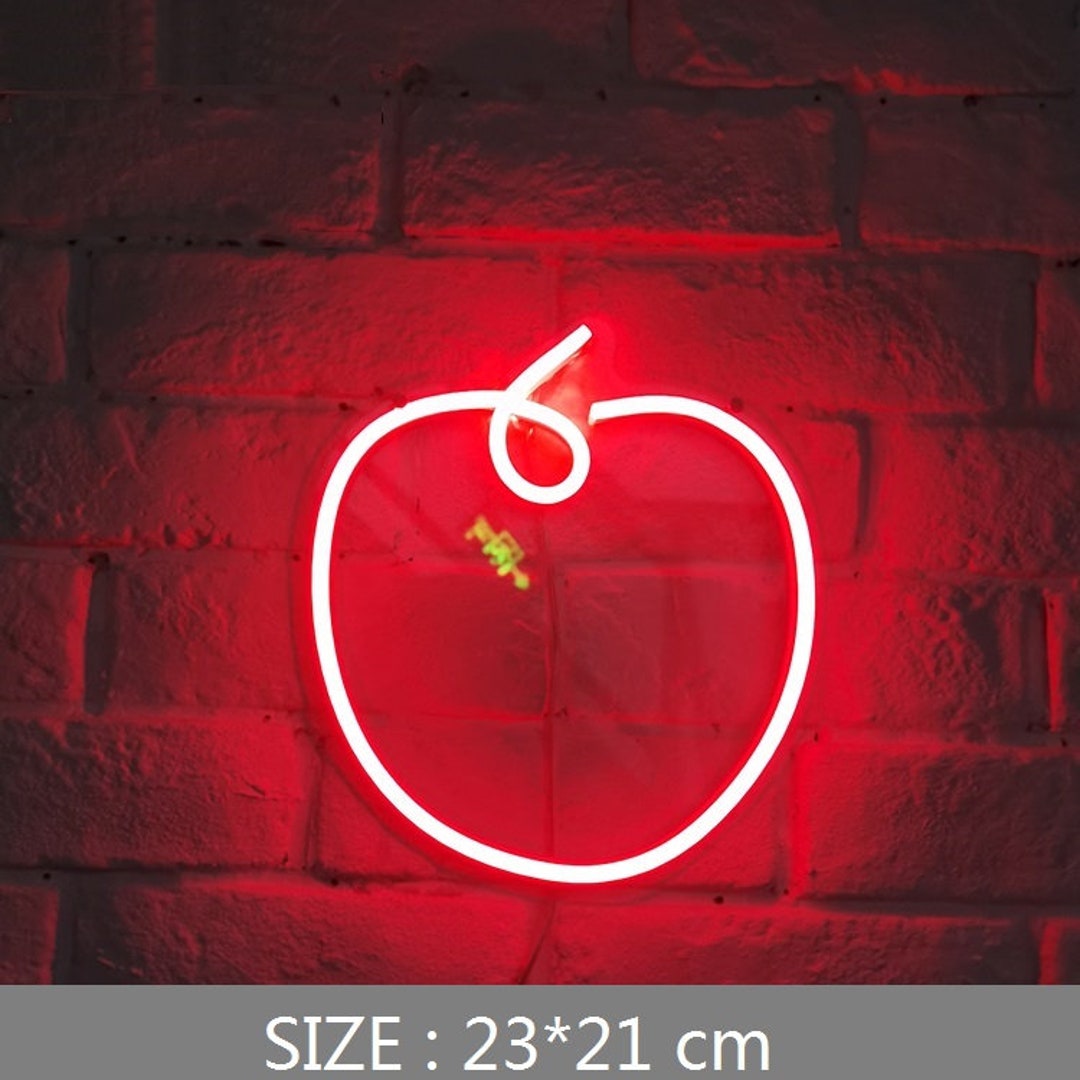 Mini Apple Neon Sign With Acrylic Plate 5V USB Powered Custom Neon Sign ...