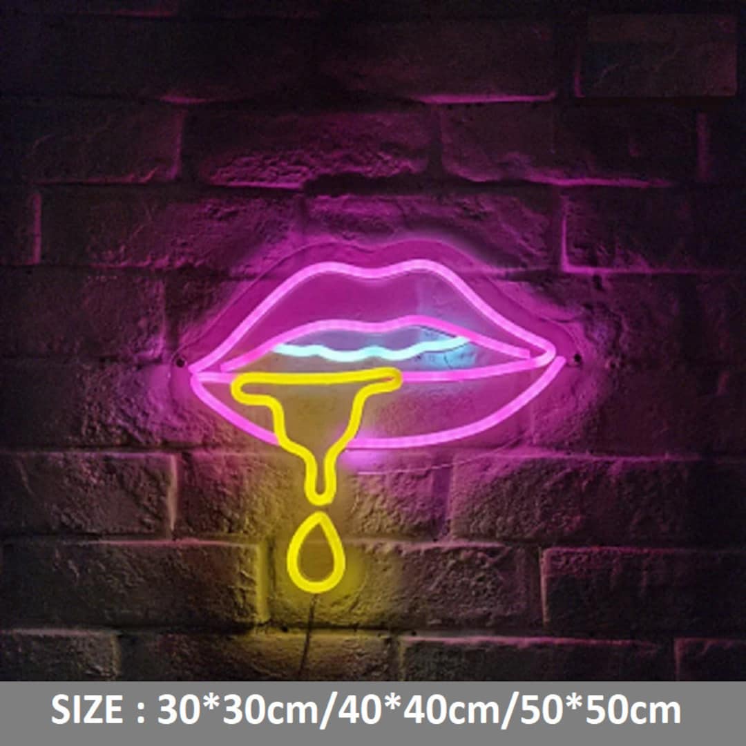 Lip Neon Sign With Acrylic Plate USB Powered Lip Sign Lip Decor Store ...