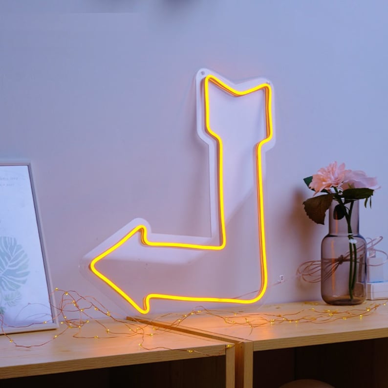 Orange Arrow LED Neon Sign With Acrylic Plate Neon Decor Neon | Etsy