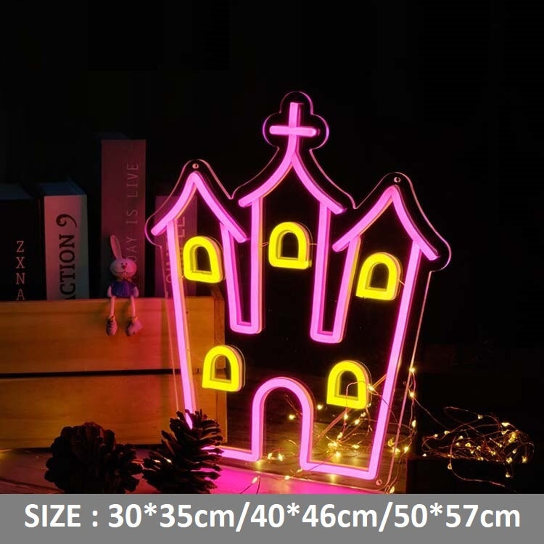 Halloween Haunted House Neon Sign, Spooky Table Decor - Etsy