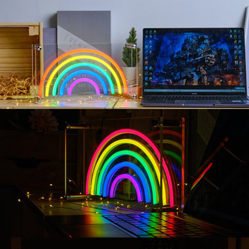 Rainbow Neon Sign Neon Box Neon Decor Light up Rainbow Neon - Etsy