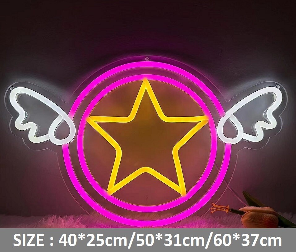 LED Star Neon Sign With Acrylic Board Wings Neon Decor Neon - Etsy