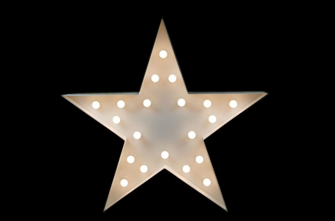 15-36" Metal White Star Marquee Sign Light up Star Light Indoor Outdoor ...