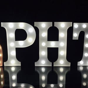 Hand Made Metal White P Marquee Letter Light 9"height Light up Alphabet ...