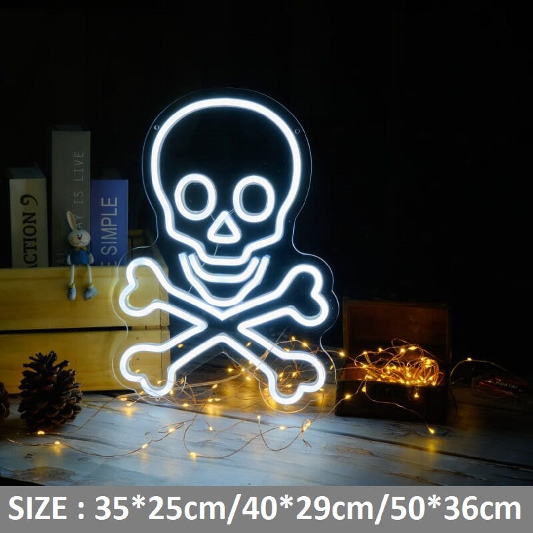 Light up Halloween Neon Sign Neon Light Halloween Skeleton Skull Decor ...