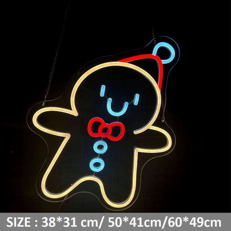 LED Gingerbread Man Neon Sign Christmas Holiday Decor - Etsy
