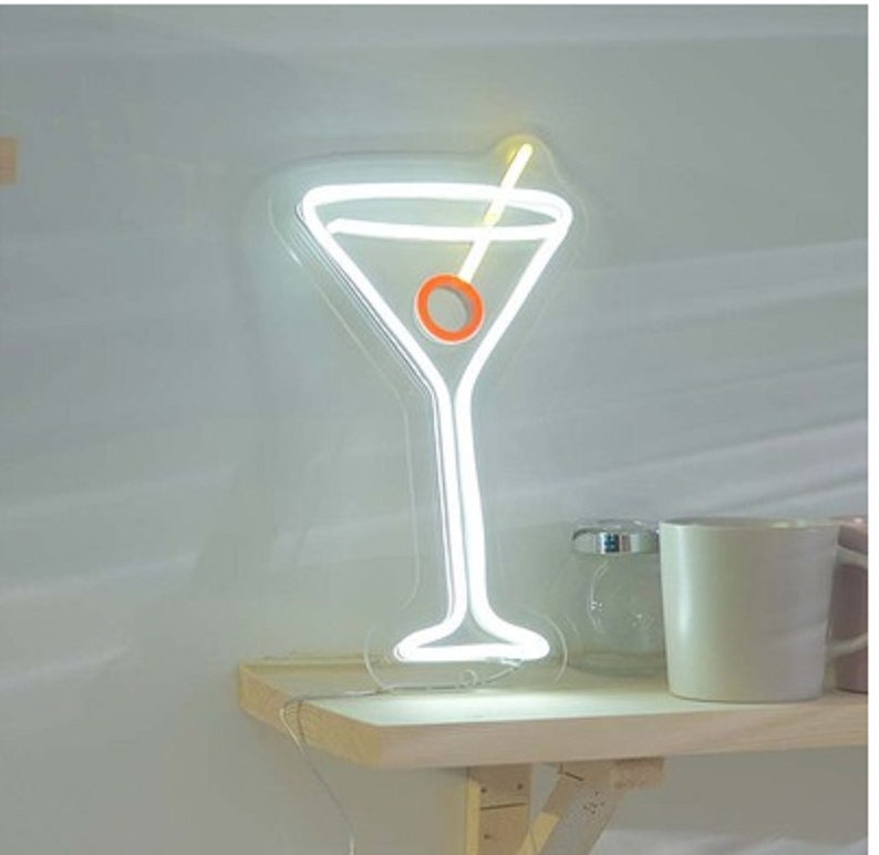 Martini Wine Neon Sign With Acrylic Plate USB Powered LED Neon | Etsy