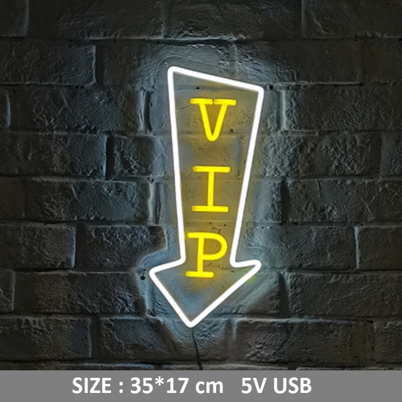 VIP Neon Sign Arrow Neon Sign with Acrylic Plate Neon Decor | Etsy