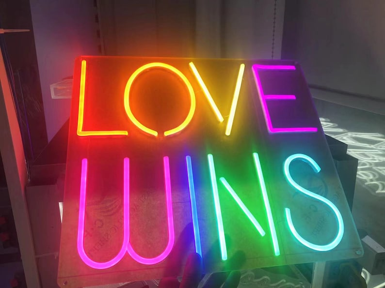 LOVE WINS Neon Sign With Acrylic Board 5V USB Powered Light up Letters ...