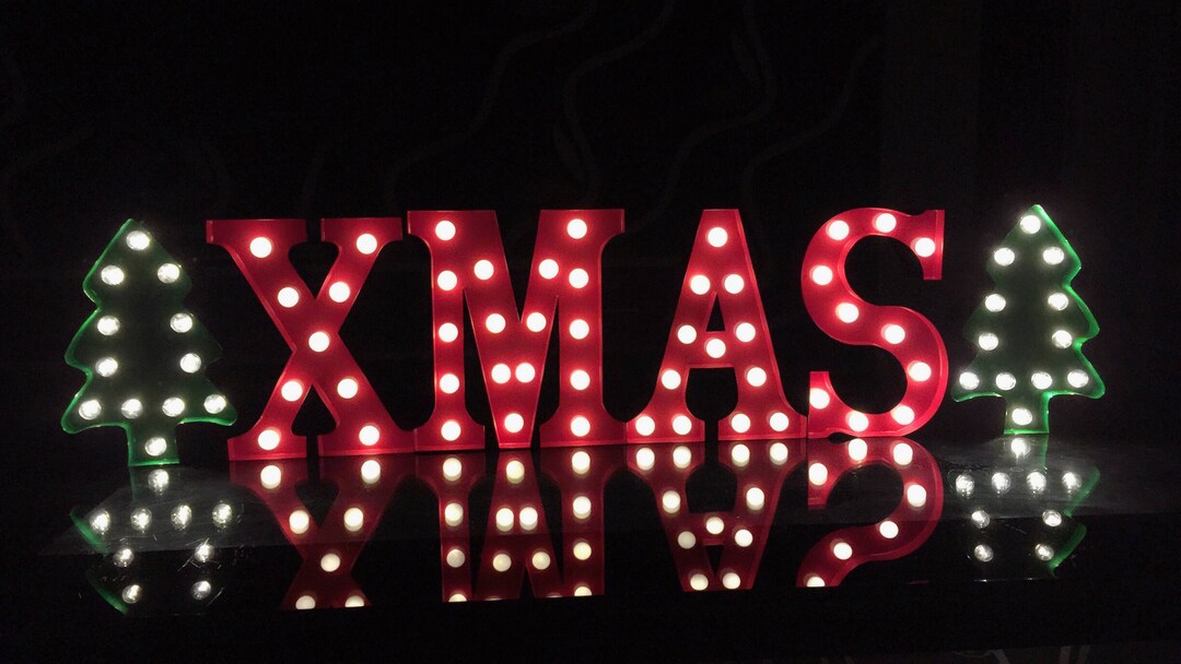 Metal Hand Made 9“red/white Light up XMAS + 9" Christmas Tree Light ...