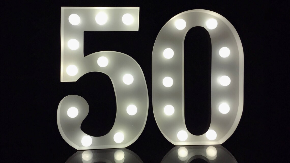 12" Metal Number 50-59 Light up Number Fifty Home Bedroom Shop Window ...