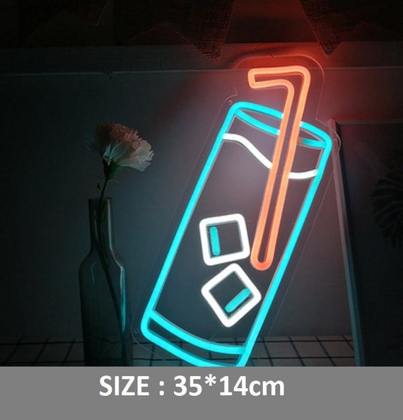 Iced Drinks Cold Drinks Neon Sign with Acrylic Plate Store Shop Neon ...
