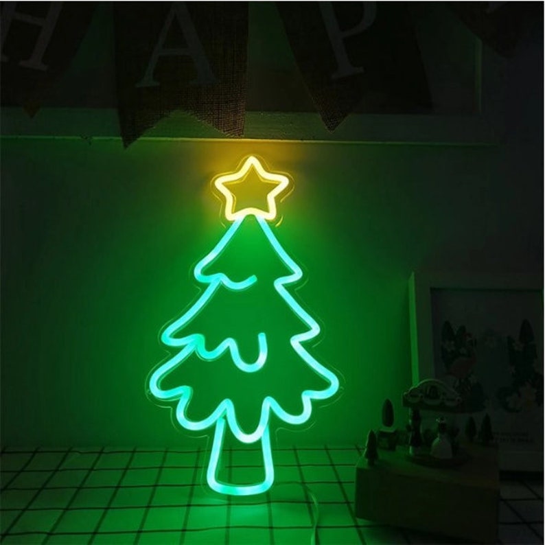 Christmas Tree Neon Sign With Acrylic Board Neon Decor Home Christmas ...