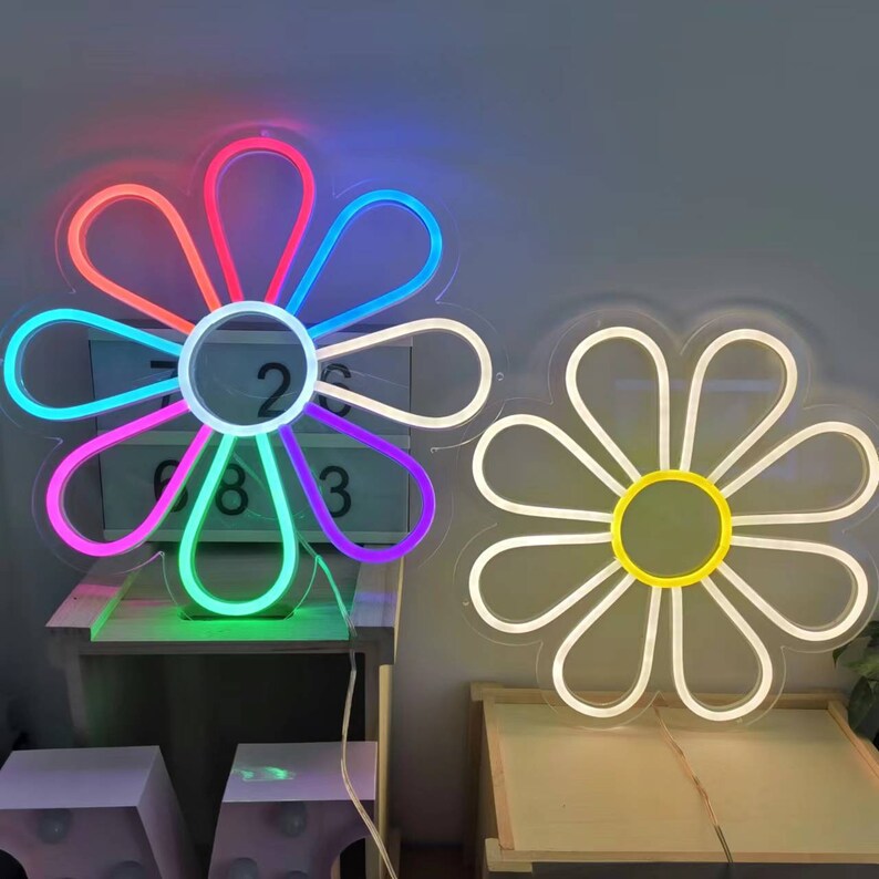 Daisy Flower Neon Sign With Acrylic Board USB Powered Sun - Etsy