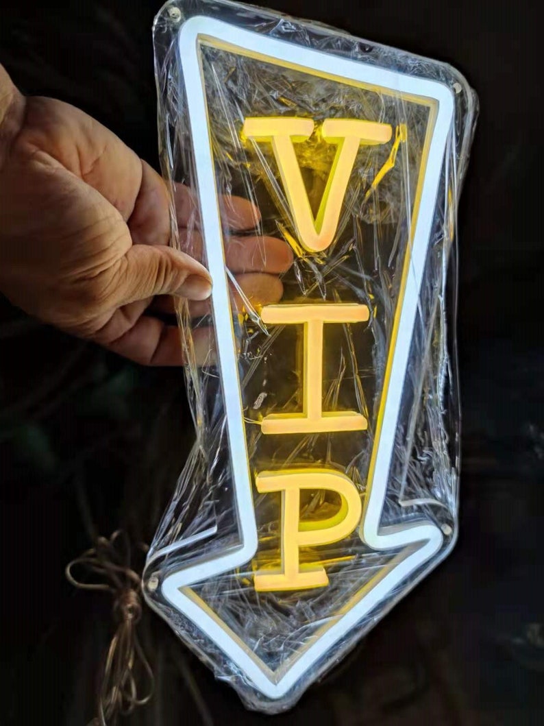 VIP Neon Sign Arrow Neon Sign With Acrylic Plate Neon Decor Neon VIP ...