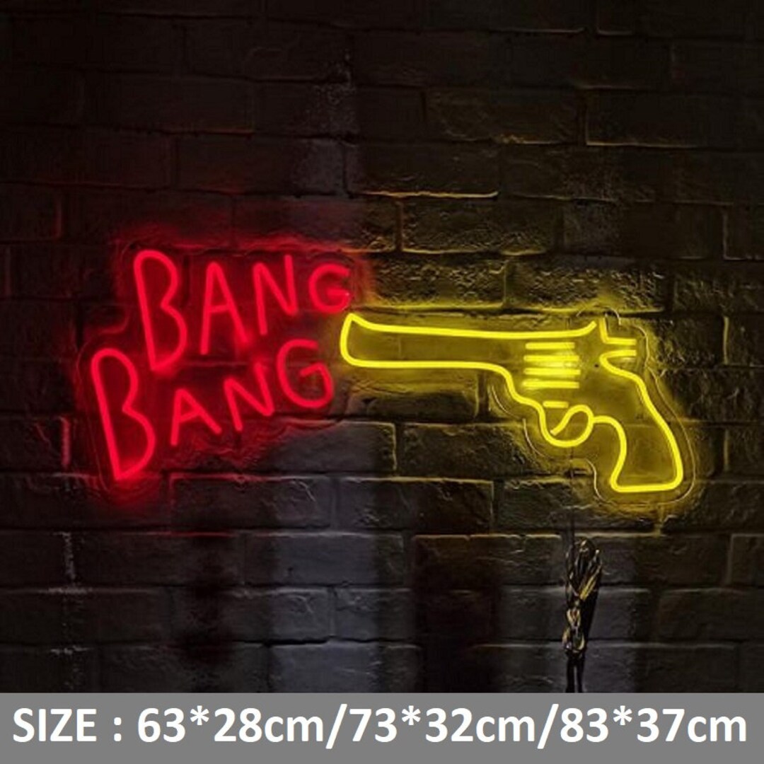 Illuminated LED Gun Neon Sign, Pistol Neon Light, Handgun Neon Sign for ...