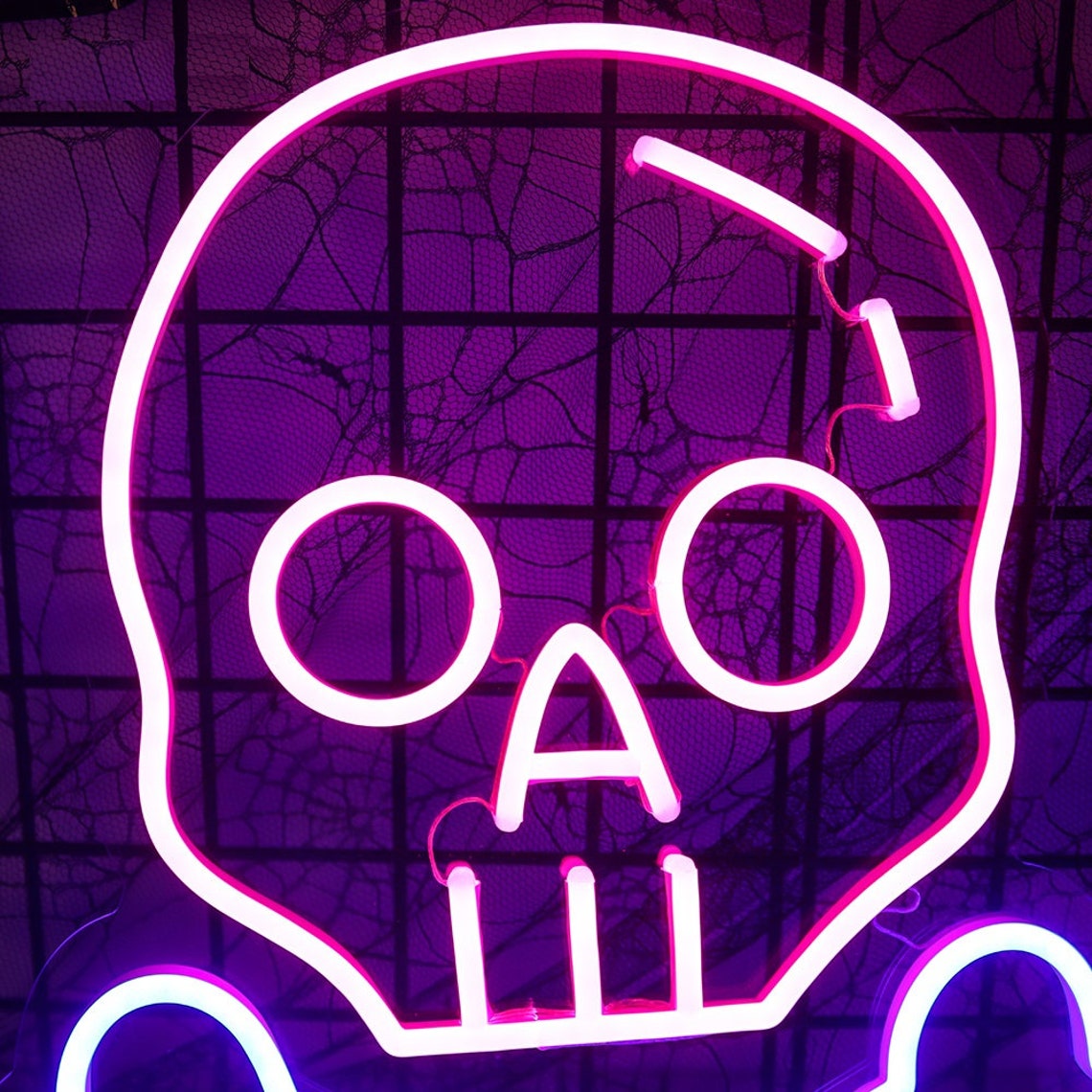 Skull Acrylic Neon Sign Halloween Neon Decor Music Neon Light Party ...