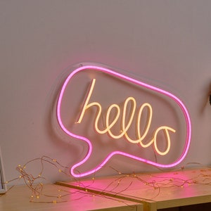 Hello Neon Letters Neon Sign With Acrylic Board Customized Neon Decor ...