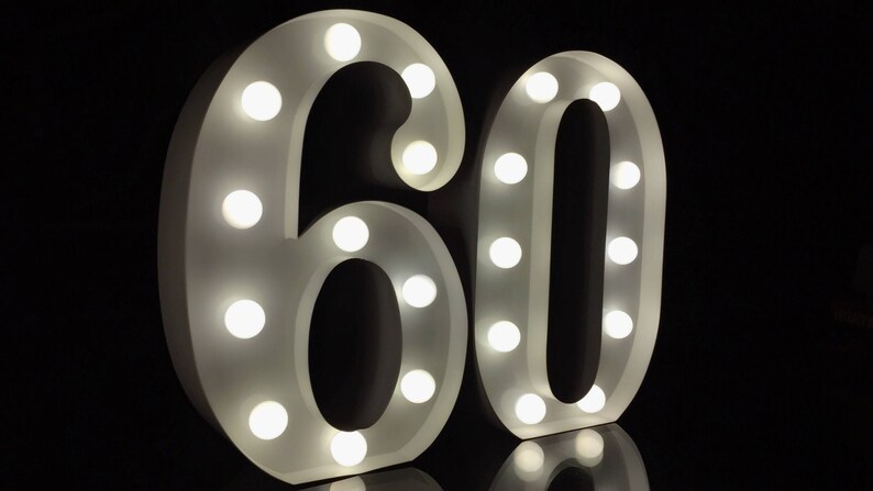 12"metal White Marquee Number 60-69 Party Number Light up Number Sixty ...