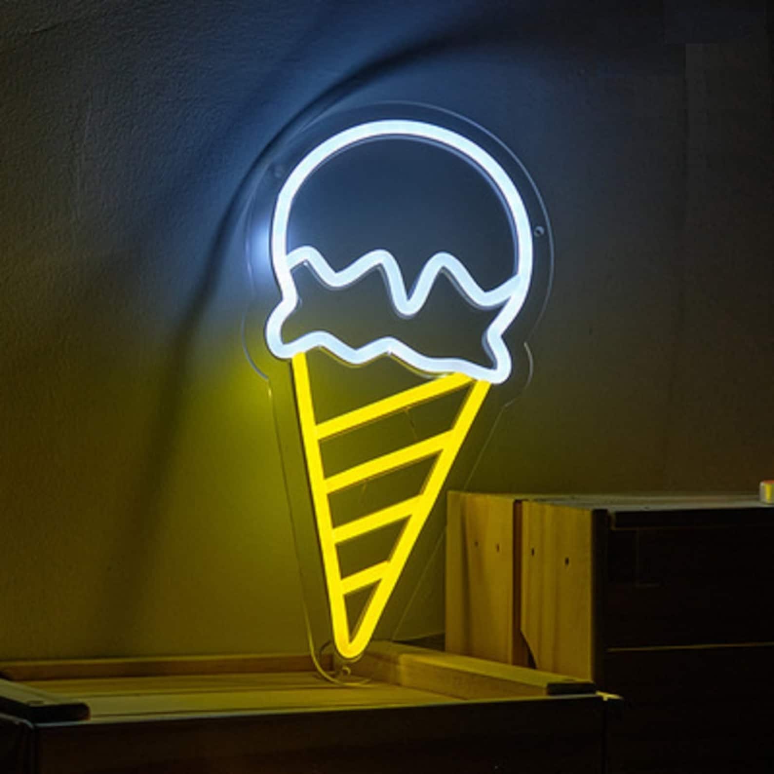 Ice Cream Neon Sign With Acrylic Plate 5V USB Powered Ice | Etsy