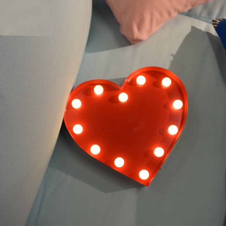 9 Metal Red Heart LED Metal Light up Love Sign Night | Etsy