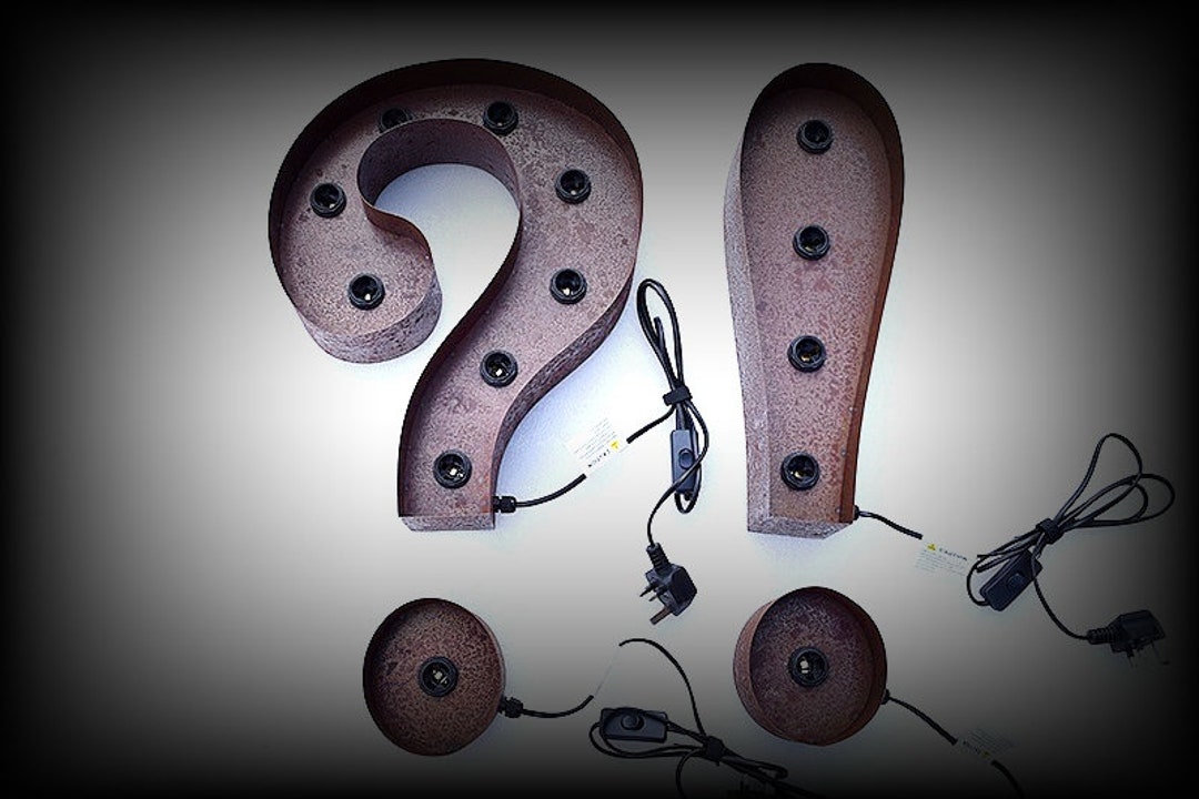 24" Light up Metal Marquee Sign Question Mark Exclamation Mark Wall ...