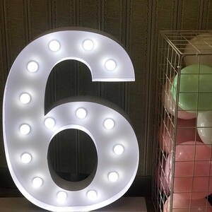 60cm Tall LED White Metal Large Numbers Light up Numbers Anniversary ...