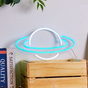 Space LED Neon Sign With Acrylic Plate Neon Decor Astronomy Orbit ...