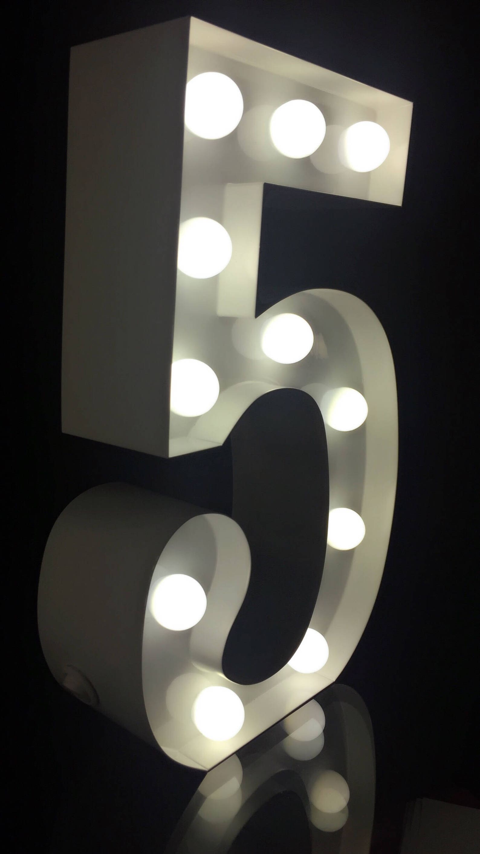 12”metal White No.5 Marquee Letter Marquee Light Light up Number Five ...
