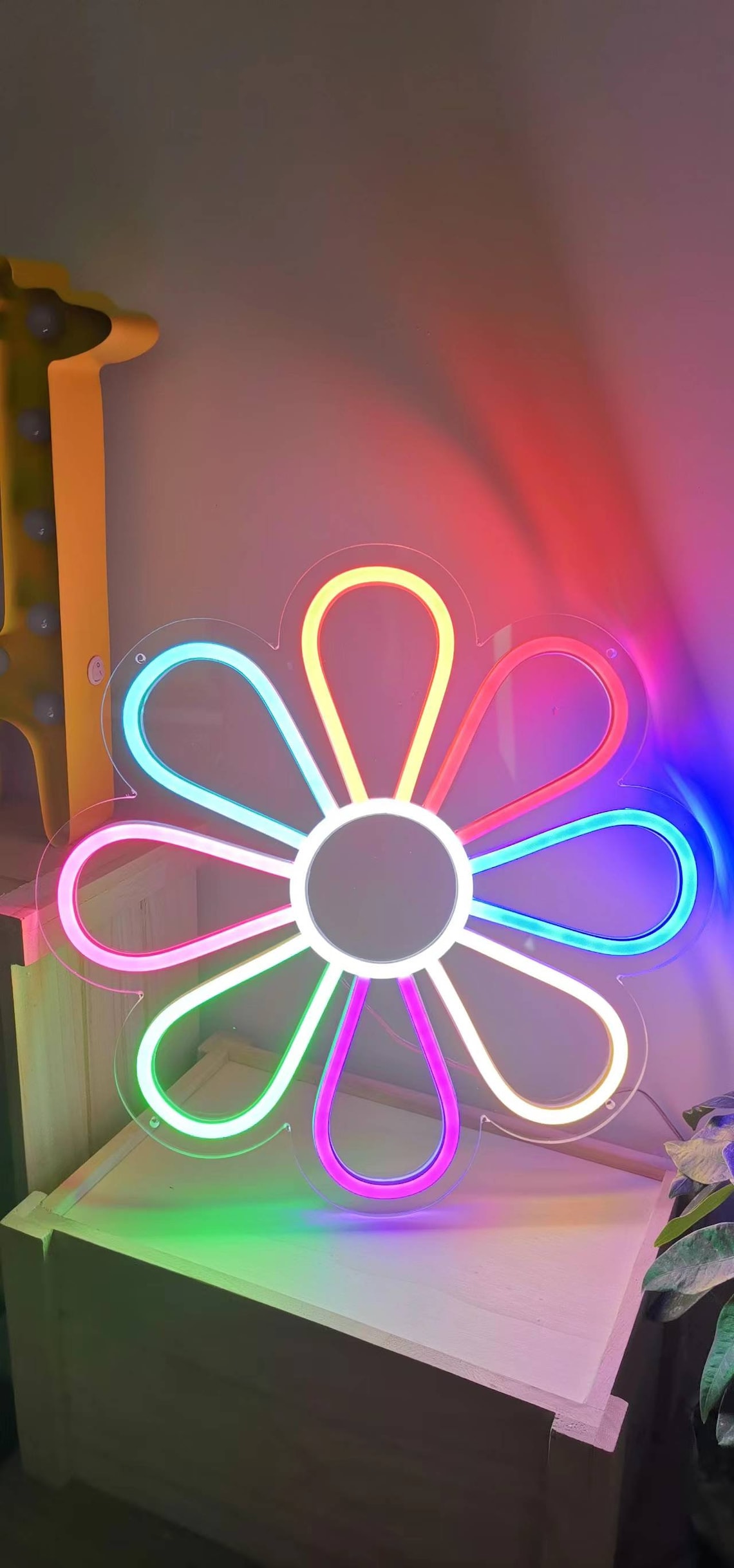 Flower LED Neon Sign With Acrylic Board Flower Neon Decor Neon - Etsy
