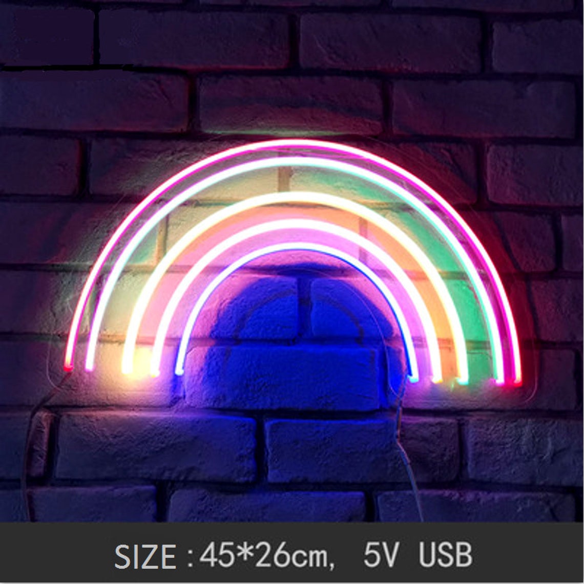 Rainbow Neon Sign With Acrylic Plate USB Powered Neon Decor - Etsy
