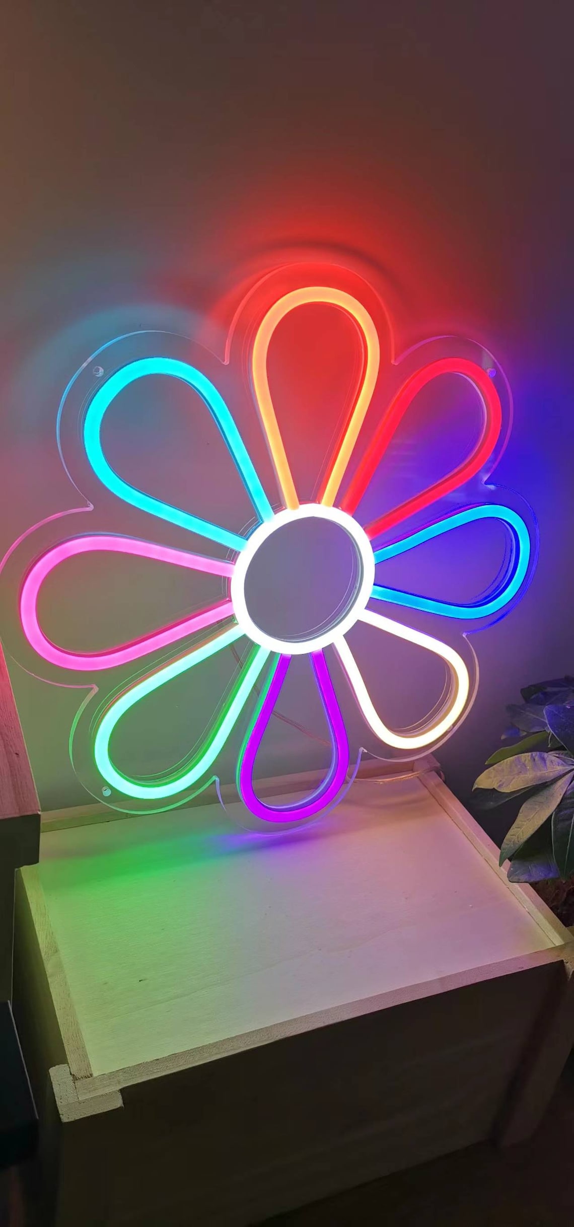 Flower LED Neon Sign With Acrylic Board Flower Neon Decor Neon - Etsy