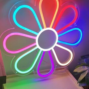 Flower LED Neon Sign With Acrylic Board Flower Neon Decor Neon Light ...