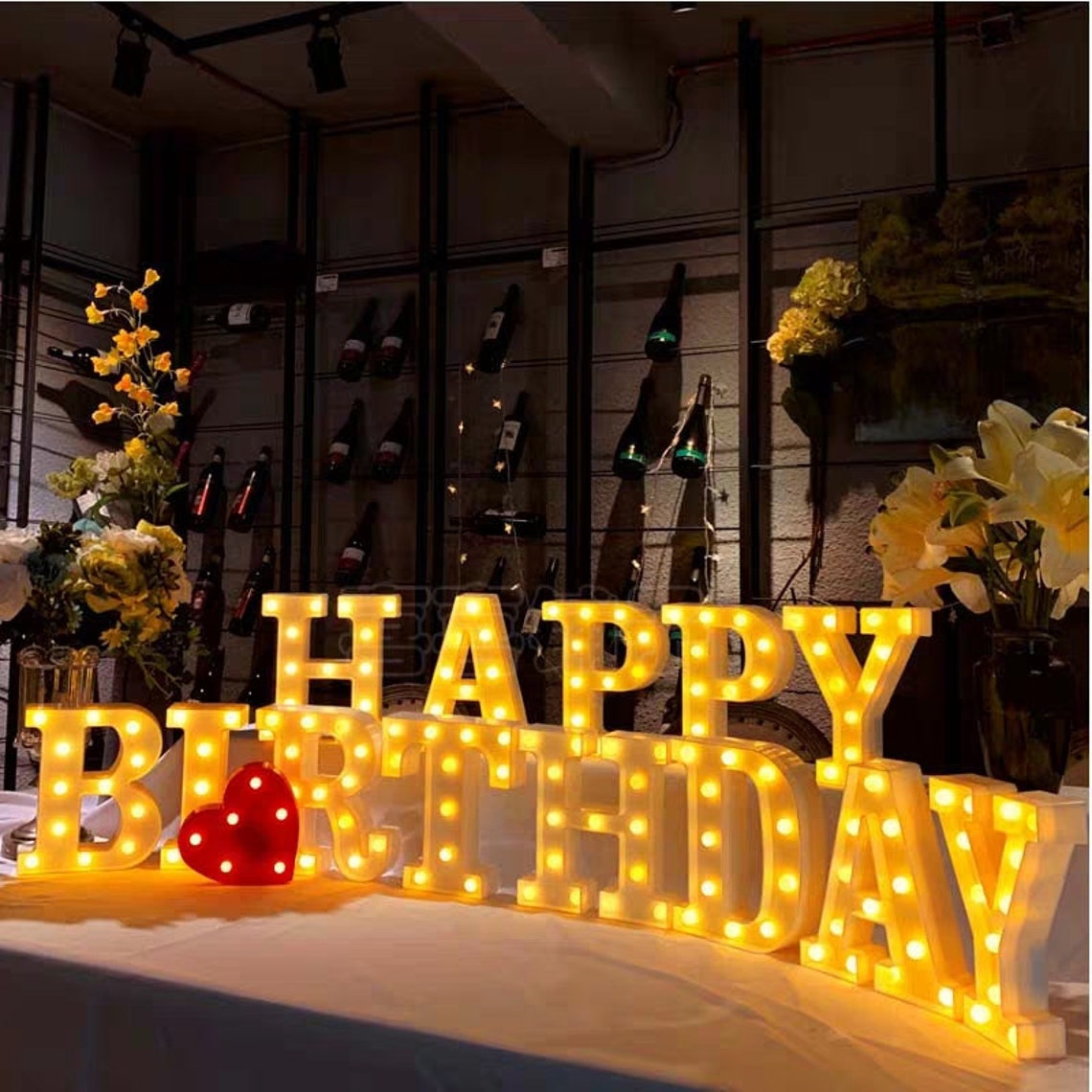 12 Metal Light up Letters HAPPY BIRTHDAY Marquee Letters Sign Birthday ...