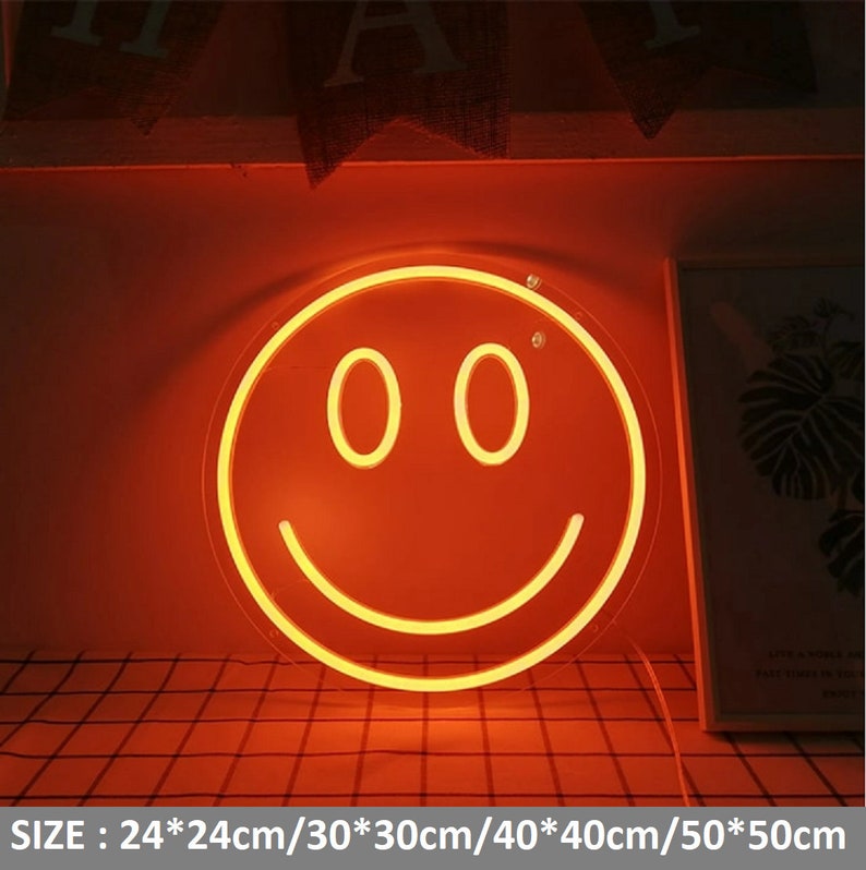 LED Smiley Face Acrylic Neon Sign Smile Face Neon Light Home - Etsy