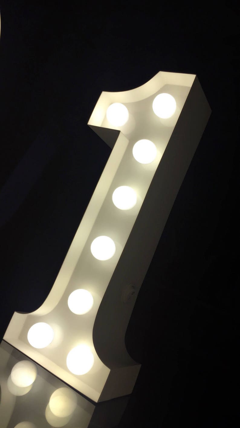 12”metal White No.1 Marquee Letter Marquee Light Light up Number Party ...